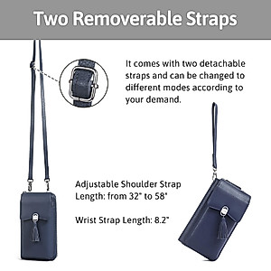 Pearl Angeli Genuine Leather Crossbody Cellphone Bag for Women RFID Blocking Small Phone Wallet Purse with Shoulder Strap