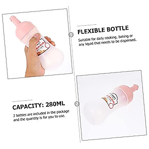 SOLUSTRE 3pcs Leakproof Decorating Ketchup Plastic Container Squirt Kitchen Sauce Green Liquids with White Squeeze Cap Oil Pink Tools Condiment Bbq Seasoning Cruet Condiments Sauces Icing