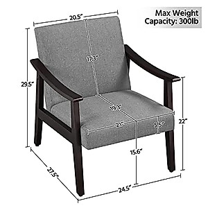 Yaheetech Accent Chair, Mid-Century Living Room Chair, Modern Linen Fabric Side Chair with High Back for Living Room/Office/Bedroom, Minimalist, Dark Gray