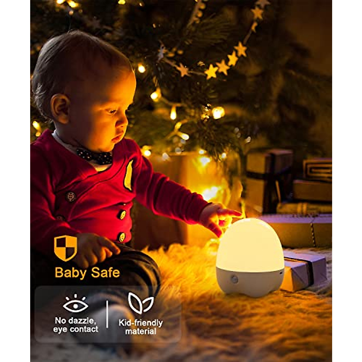 Lyridz Nursery Night Light for Kids, Rechargeable Baby Night Light with Motion Sensor, RGB LED Dimmable Table Lamp for Breastfeeding with Color-Changing Mode,1-Hour Timer,Touch Control
