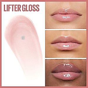 Maybelline Lifter Gloss, Hydrating Lip Gloss with Hyaluronic Acid, High Shine for Plumper Looking Lips, Ice, Pink Neutral, 0.18 Ounce