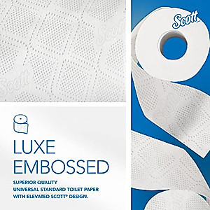 Scott Professional Standard Roll Bulk Toilet Paper (13607), 2-Ply, Elevated Design, White, Individually Wrapped, Compact for Easy Storage (20 Rolls of 550 Sheets, 11,000 Sheet Total)