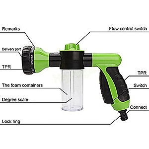 Yosoo Multifunction Auto Car Foam Water Gun High Pressure Car Wash Water Gun Car Washer Sprayer Nozzle Bubble Garden Sprayer