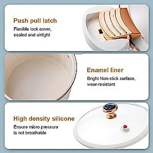 Non-stick Enamel Micro Pressure Cooker, 8L Large Capacity Non-stick Pan Pressure Cooker, Push-Pull Lock Pressure Cooker Soup Stew Pot Enamel Soup Pot, Multifunctional Time Saving Stockpot (8L_White)