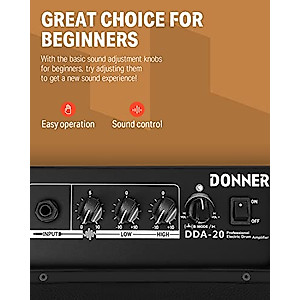 Donner Mini Electric Drum Amp 20W, Wireless Electronic Drum Amplifier Keyboard Speaker DDA-20 Protable for Home Practice