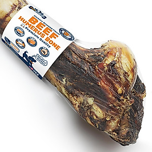 PUPDAWGS Dog-Bones-for-Aggressive-Chewers | 11-13" Hickory Smoked Flavor Beef Humerus Bone | Dog-Bones-for-Large-Dog | All Natural Dog Bone Treats Made in The USA (Single Bone)