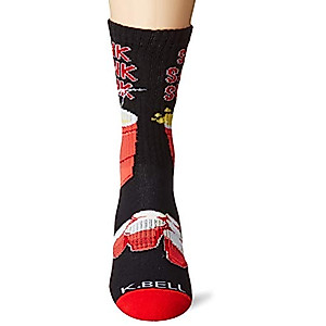 K. Bell Men's Food and Drink Casual Novelty Crew Socks, Sink Sank Sunk (Black), Shoe Size: 6.5-12
