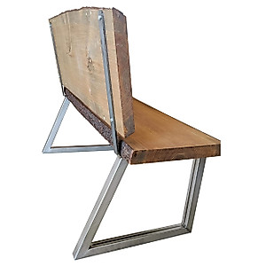 Live Edge Timber Co. Bench Legs with Back Rest - Raw Steel – Pair