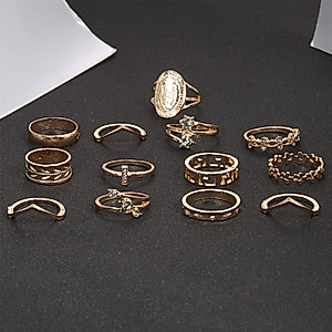 CSIYANJRY99 Gold Finger Rings for Women,Gold Knuckle Rings Set for Women Boho Vintage Finger Jewelry Stackable Midi Rings Multiple Rings Bulk Pack