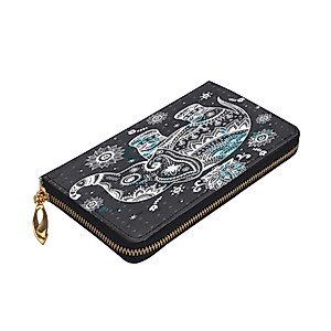 Zonking Leather Girl Zipper Wallets Elephant Clutch Coin Card Phone Purse for Women
