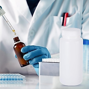 PATIKIL 15 Pcs 500ml Reagent Bottles, HDPE Wide Mouth Round Bottles with Screw Cap for Lab Water Reagent Liquids Solid Sample Storage Seal, Translucent White