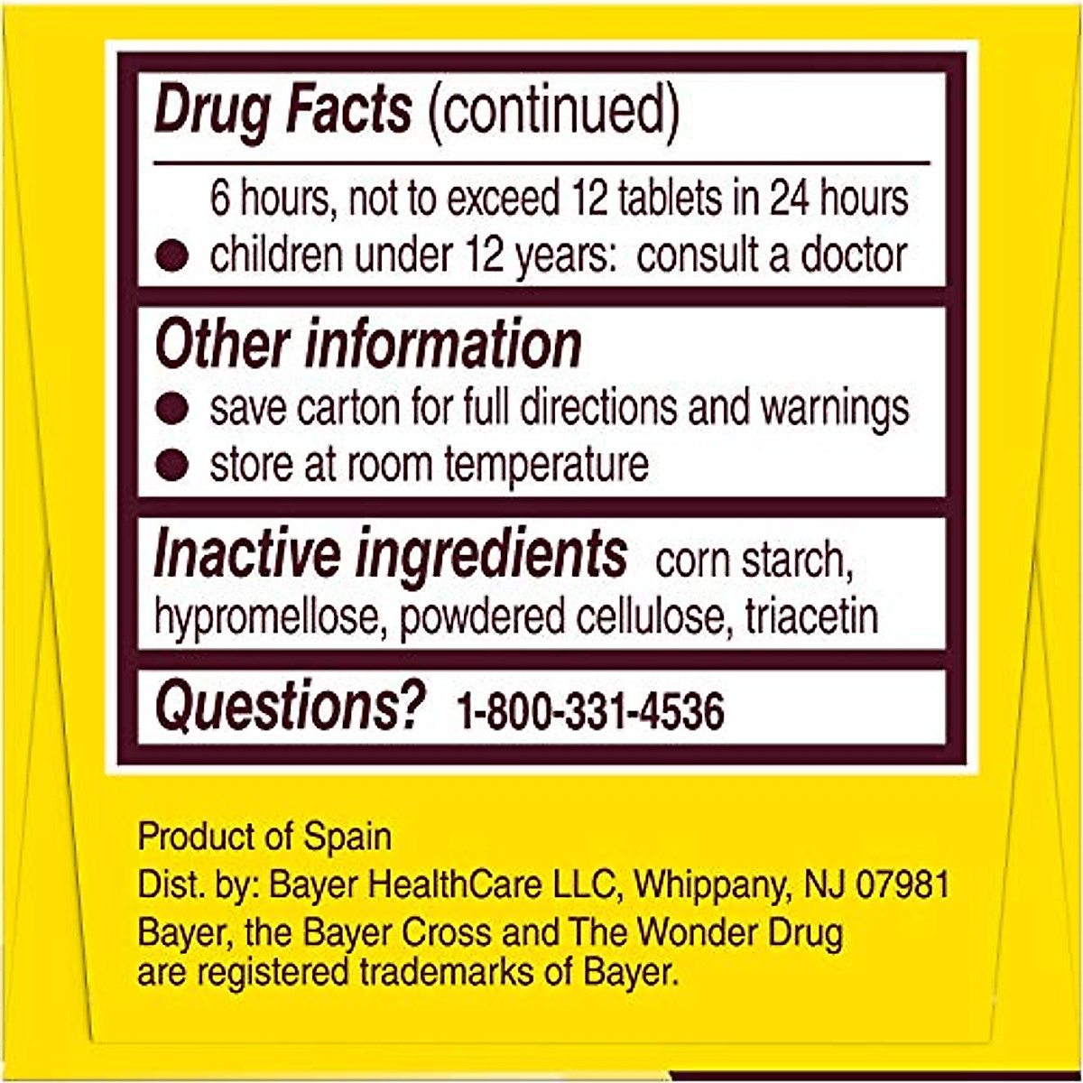 Genuine Bayer Aspirin 325mg Coated Tablets, #1 Doctor Recommended Aspirin Brand, Pain Reliever and Fever Reducer, 24 Count