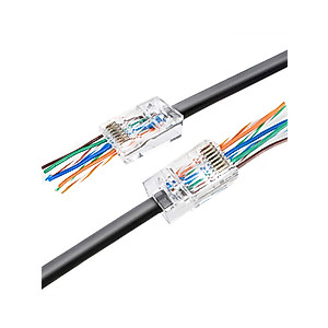 CableCreation RJ45 Pass Through Connectors, 50-Pack Cat6/Cat5e Gold Plated Modular Plug Unshielded Crimp Connector for Solid or Stranded UTP Ethernet Cable
