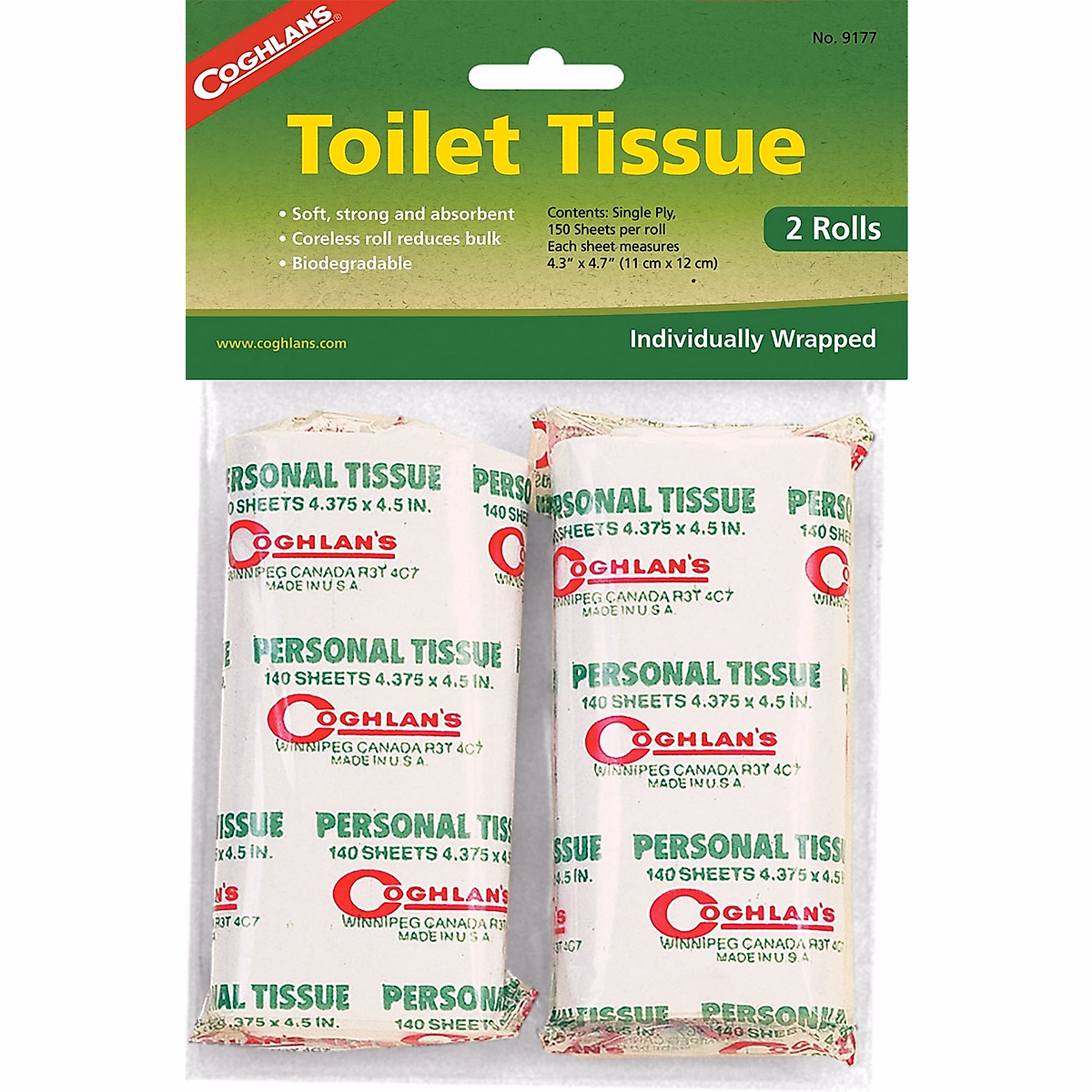 Coghlans 9177 Toilet Tissue Pack 2 Rolls