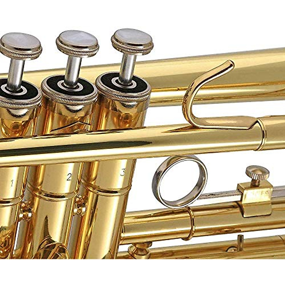 Jiayouy 3 Set B Flat Trumpet Valve Slide Finger Ring with Holder Screw for Trumpet Accessory Replacement