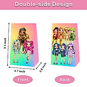 MEGIMA 12pcs Rainbow Girls Favor Gift Bags,Rainbow Girls Birthday Party Supplies for Birthday Party Decorations