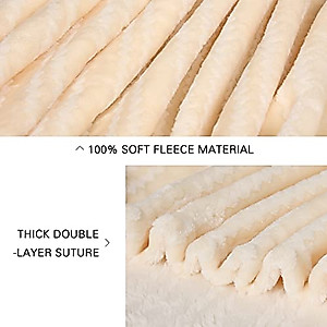 SRIZIAN Fleece Throw Blankets, White Flannel Throw Blankets, 50" x60” Washable Lightweight Bedding Flannel Blanket for Couch Sofa Bed Office, White Throw Fleece Blankets for All Season