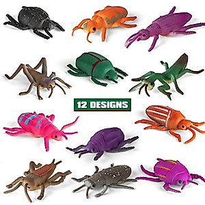 Niskaqsn 12 Pack Color Changing Insect Toys,Change Color Bug Toys,Floating and Stretchable Bath Toys fosr Kid,Insect Figurines Toys for Halloween Goody Bag Filler,Easter Egg Fillers,Carnival Prize