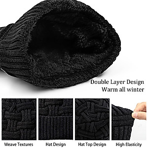 Loritta Men&Women Winter Knitting Skull Cap Wool Warm Slouchy Beanie Hat Black one size