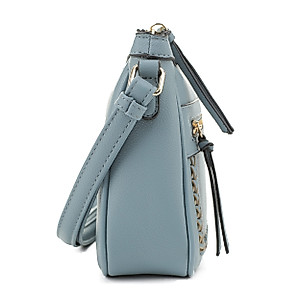 Emperia Elva Small Whipstitch Vegan Leather Crossbody Bags Shoulder Bag Purse Handbags for Women Blue