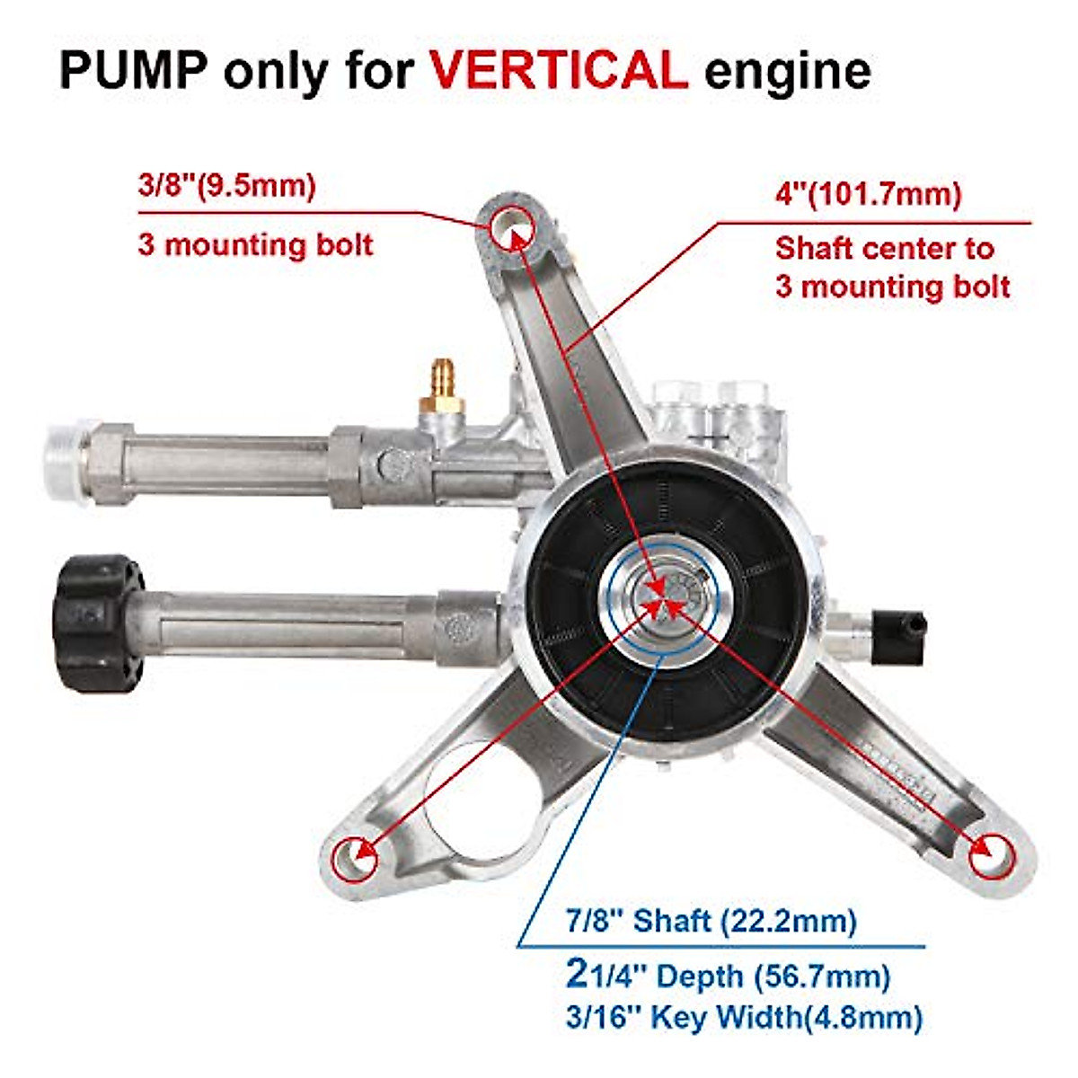 AR High Pressure Washer Pump 2400 PSI RMW22G24-EZ -SX, Vertical 7/8" Shaft Power Washer Replacement Pump Head with Easy Start Valve by ANNOVI REVERBERI