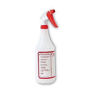 Boardwalk 03010 Trigger Spray Bottle, 32 oz, Clear/Red, HDPE, 3/Pack