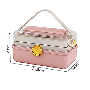 Genérico Organizer Box, Multipurpose Organizer, plastic box to organize, with mirror, 2 layers to organize, all kinds of accessories. (Pink) BBC252501BC