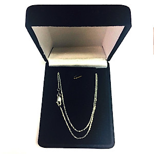 Jewelry Affairs 14k White Real Gold Round Cable Link Chain Necklace, 1.1mm, 16"