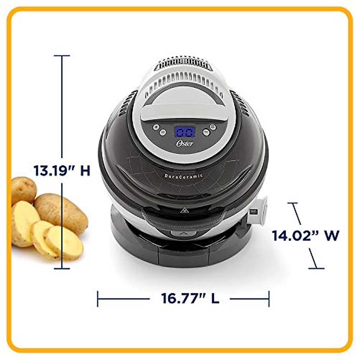 Oster Dura Ceramic Air Fryer, Large/3L, Black - CKSTAF-TECO