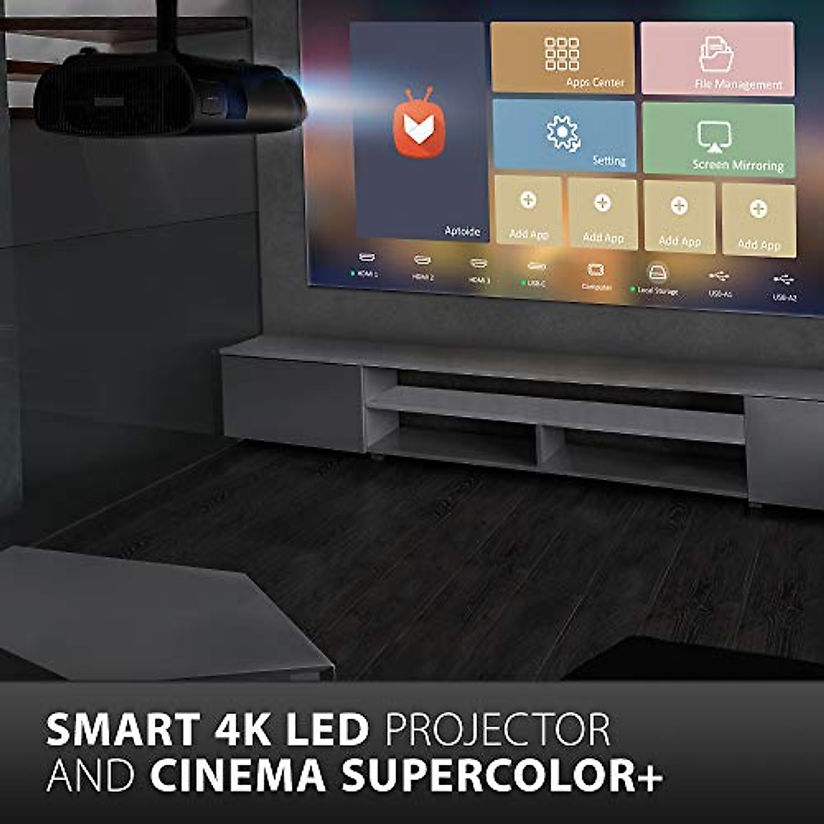 ViewSonic Smart LED 4K Projector with Dual Harman Kardon Speakers 125% Rec 709 3D Ready Frame Interpolation Technology for Home Theater (X100-4K)