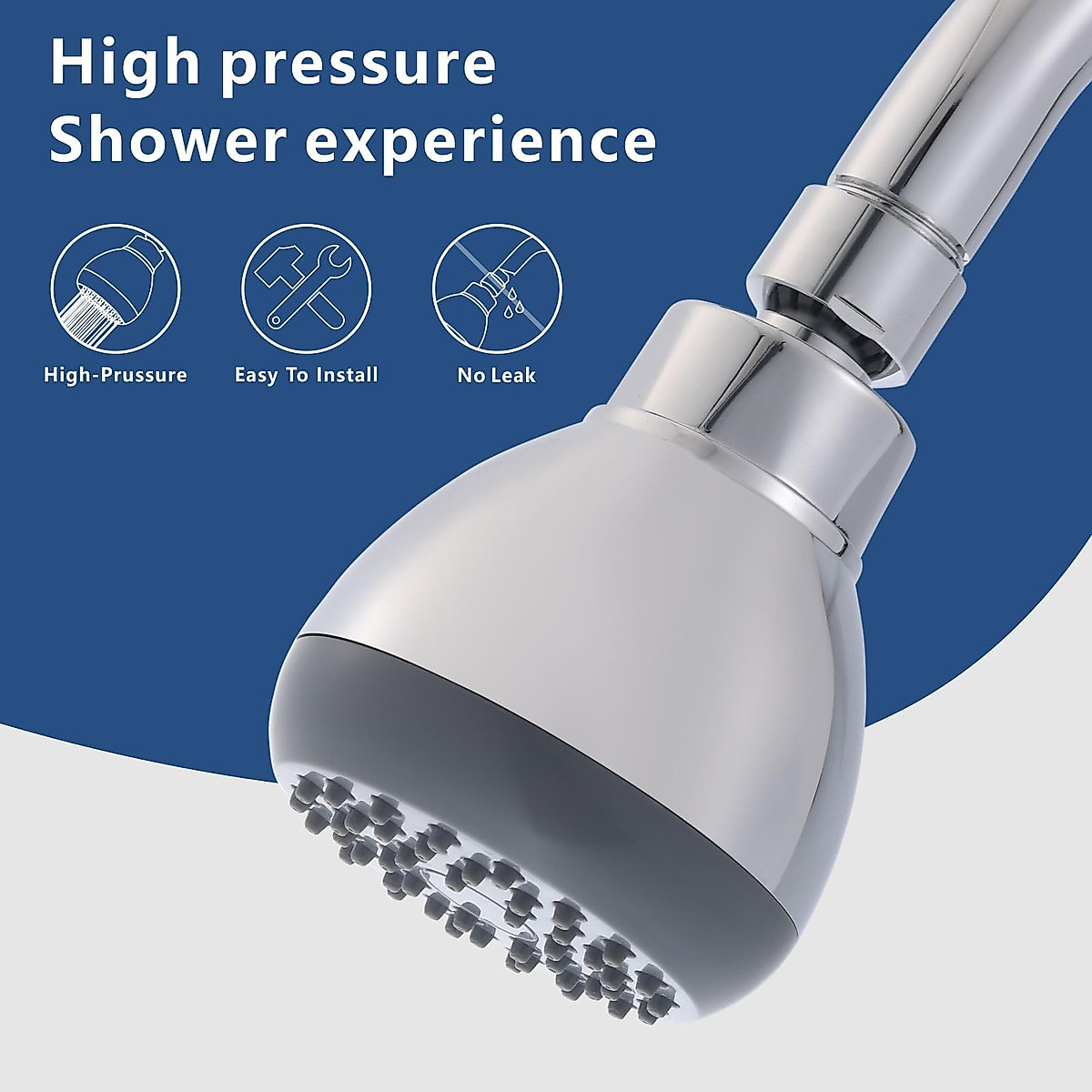 Eolax 3'' High Pressure Shower Head, Powerful Deluxe Bathroom Showerhead with Strong Spray, High Flow Fixed Showerheads for Luxury Shower Experience Even at Low Water Pressure (Chrome)