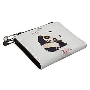 Fakeface Zippered PU Leather Short Bi-fold Mini Wallet Card Cash Purse Holders Money Clip, Panda, One Size
