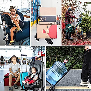 Folding Hand Truck, 500 lbs Heavy Duty Dolly Cart with six 360° Rotating Wheels, Travel carseat Stroller for Airport, Extended Platform Luggage cart with Foldable handtruck, 8.6 lbs Portable Trolley