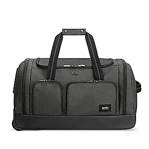 Solo New York Leroy Carry-On Wheeled Duffle Bag, 49L Capacity, Grey, 22 Inch