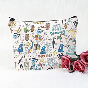 POFULL Magic Kingdom Gift Movie Characters Collage Cosmetic Bag Fairy Tales Gift for Women (Characters Collage Cosmetic Bag)