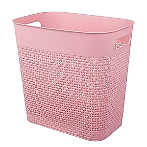 UUJOLY Plastic Trash Can Wastebasket, Garbage Container Basket for Bathrooms, Kitchens, Offices, Kids Rooms (Pink, 3 Gallon), 1 Pack