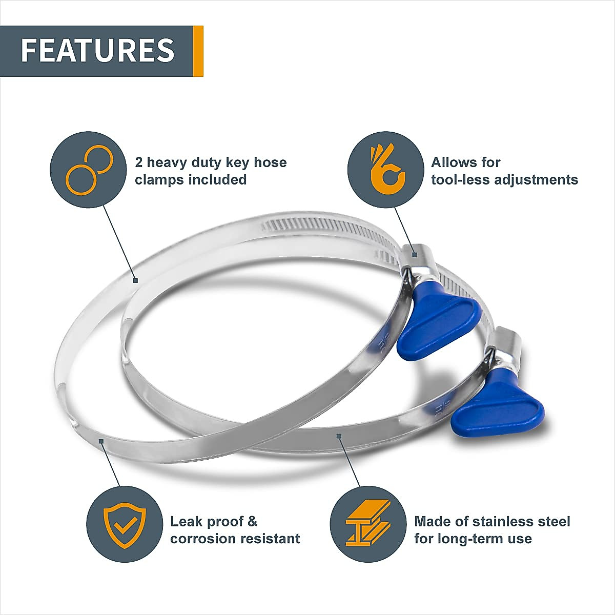 POWERTEC 2-1/2" x 20' Dust Collection Hose with 2pcs Key Hose Clamps for Table Saw, Band Saw, Planer, Belt Sander, Woodworking and Wood Shop Dust Collection System (70243)