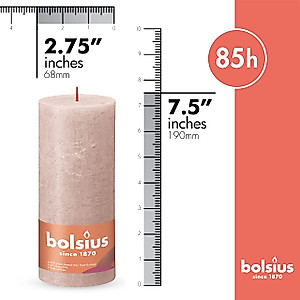 BOLSIUS 4 Pack Misty Pink Rustic Pillar Candles - 2.75 X 7.5 Inches - Premium European Quality - includes Natural Plant-Based Wax - Unscented Dripless Smokeless 85 Hour Party and Wedding Candles