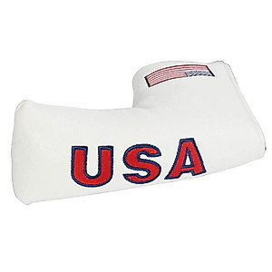 PINMEI Golf Blade Putter Cover Golf Putter Headcover Synthetic Leather Closure for Scotty Cameron Odyssey Blade Taylormade Ping (White)
