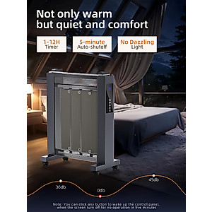 Uthfy Convection Space Heaters for Indoor Use, 1500W Quiet Mica Panel Heater for Large Room, Whole Room Electric Heater with Thermostat, ECO, Remote, Wheel, 12H Timer, Tip-Over & Overheat Protection