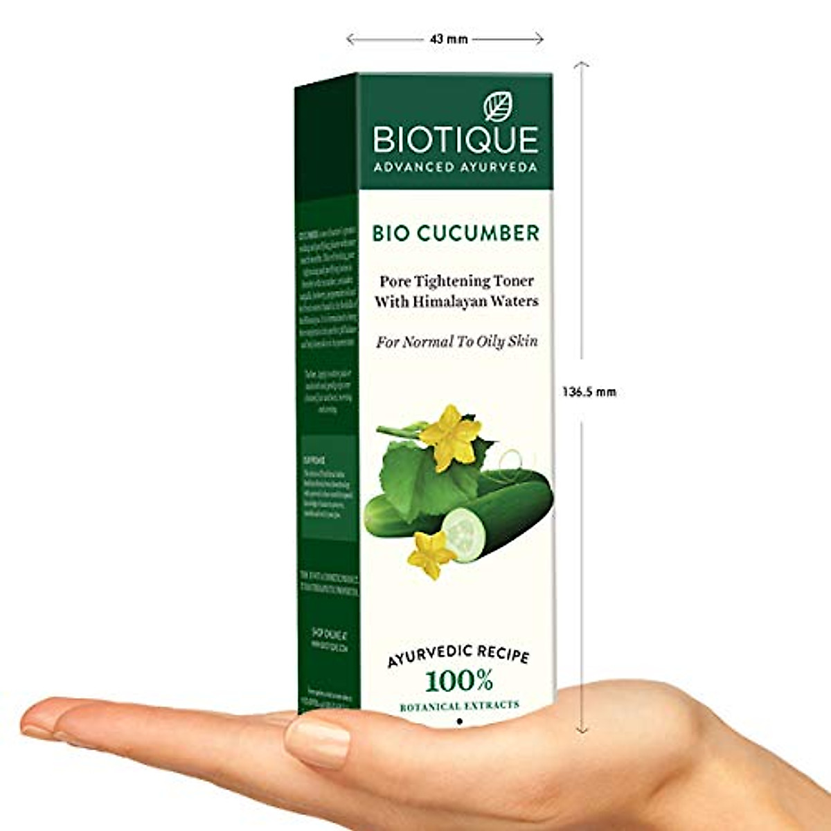 Biotique Bio Cucumber Pore Tightening Toner with Himalayan Waters for Normal to Oily Skin -120 ML/ 4.06Fl.Oz. I Help from Harmful Effects of Sun I Berberis aristata, Cucumis sativus