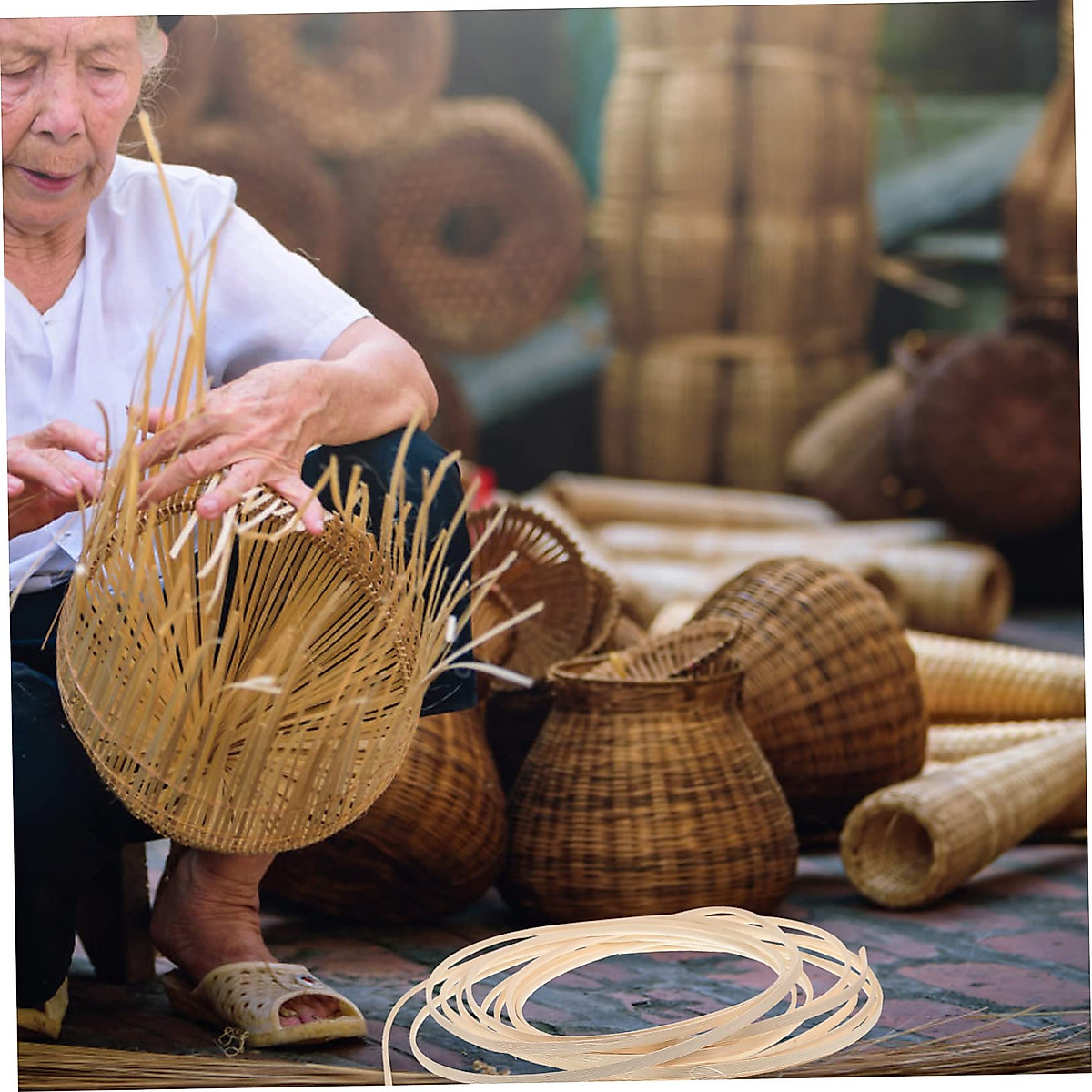 EXQUIMEUBLE 1 Roll Rattan Weave Material DIY Kits Rattan Furniture Woven Baskets Craft Rattan Cane Chair Cane for DIY Furniture Repair Kit Rattan Furniture Weaving Material DIY Rattan Crafts