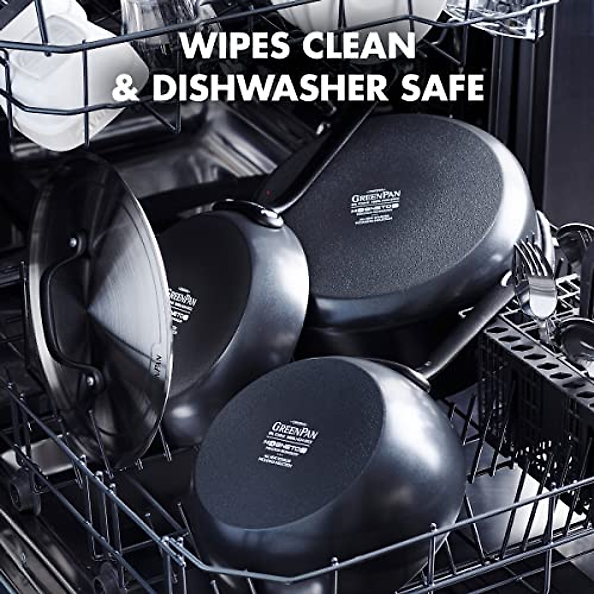 GreenPan Craft Cookware Hard Anodized Healthy Ceramic Nonstick 11” Wok Pan, Cast Stainless Steel Handles, Scratch-Resistant, Induction Safe, Dishwasher and Oven Safe, PFAS-Free, Black