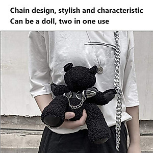 TENDYCOCO Crossbody Bag with Chain Stuffed Animal Purse Teddy Bear Purse Gothic Purse 13.3in