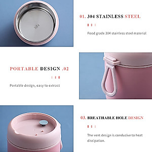 SMALLSHS Vacuum Insulated Food Jar with Foldable Spoon, Stainless Steel Thermal Food Container Food Thermos Soup Cup Leak Proof Hot Cold Food for Office Picnic Travel Outdoors (Pink)