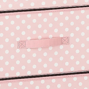 mDesign 38.31" High Steel Frame/Wood Top Storage Dresser Furniture, 8 Fabric Drawers, Large Bureau Organizer for Baby, Kid, Teen Bedroom, Nursery, Playroom, Dorm, Pink/White Polka Dot