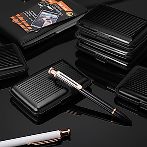 Sanwuta 12 Pcs Aluminum Wallet Credit Cards Holder Multi Slim RFID Blocking ID Credit Card Case Protector Metal Card Holder for Men Women (Black)