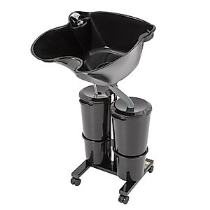 CNCEST Shampoo Bowl Shampoo Unit with Electric Pump,with 2x6.6Gal Bucket and Drain Hoses,38.18-52.36" Height Adjustable,Tilt Adjustable,9" Deep Basin,Barber and Hair Salon Accessories(New upgrade)