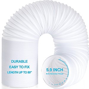 HVAC YELLOW HAT Portable Air Conditioner Exhaust Hose，Up to 80 Inch Length 5.9" Diameter, Anti-Clockwise Thread