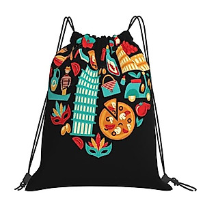 Delhiponics Heart Element Illustration Drawstring Backpack Waterproof Gym Sports Trave String Bag Adjustable Lightweight Drawstring Bag Sports Dance Sackpack